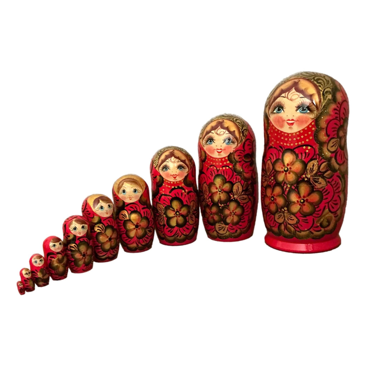 Nesting Dolls Large 10 Piece. Authentic Russian Stacking Dolls. Matryoshka