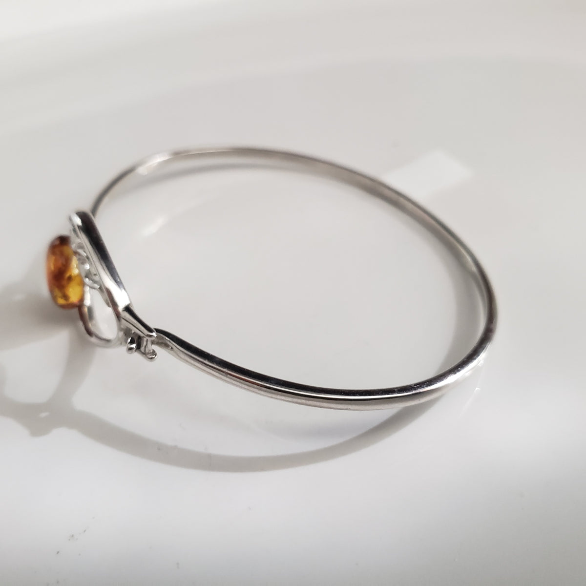 For Sale Sterling Silver with Natural Amber Buckle Bracelet