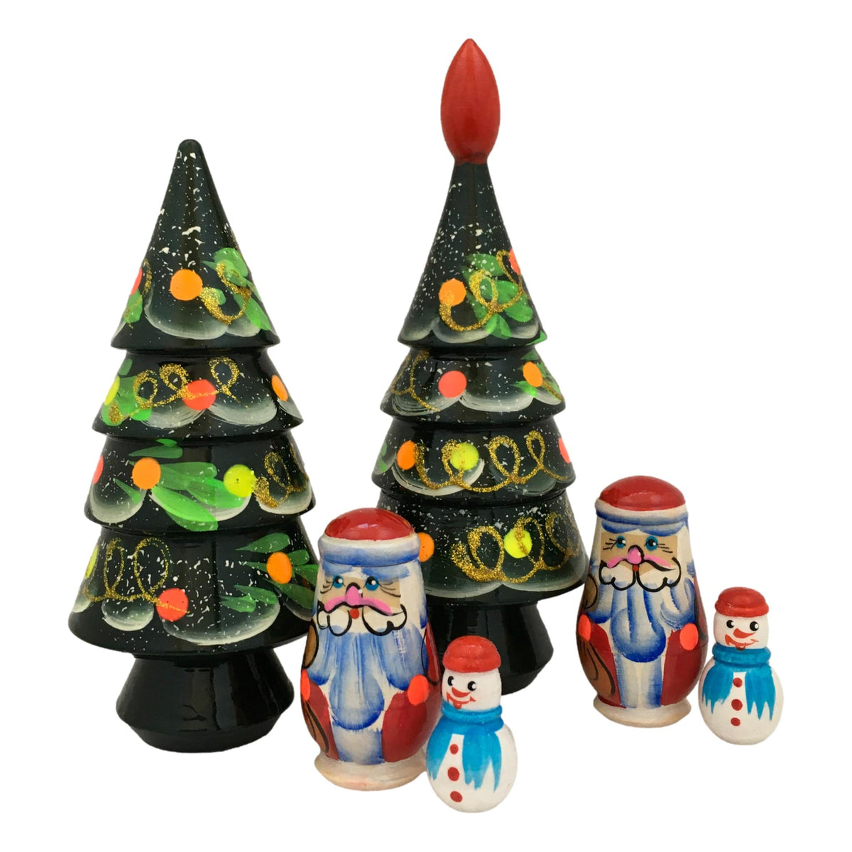 Buy Holiday Gift Set of 2 Christmas Tree Santa Snowman Nesting Doll