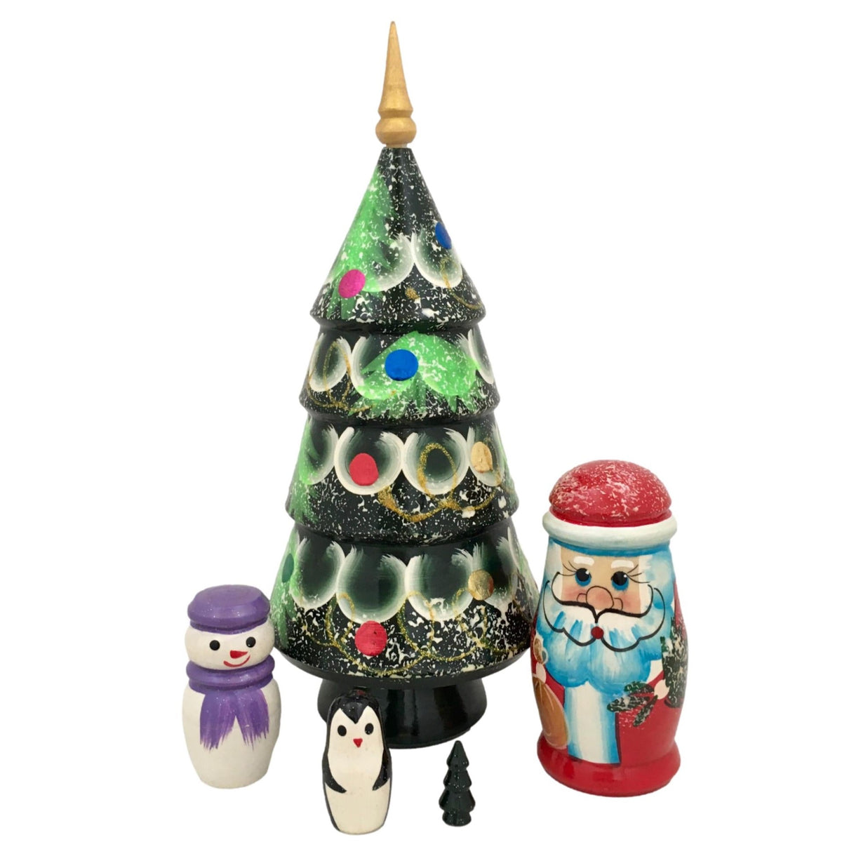 Large Christmas Tree Nesting Dolls. Best Christmas Holiday Gift