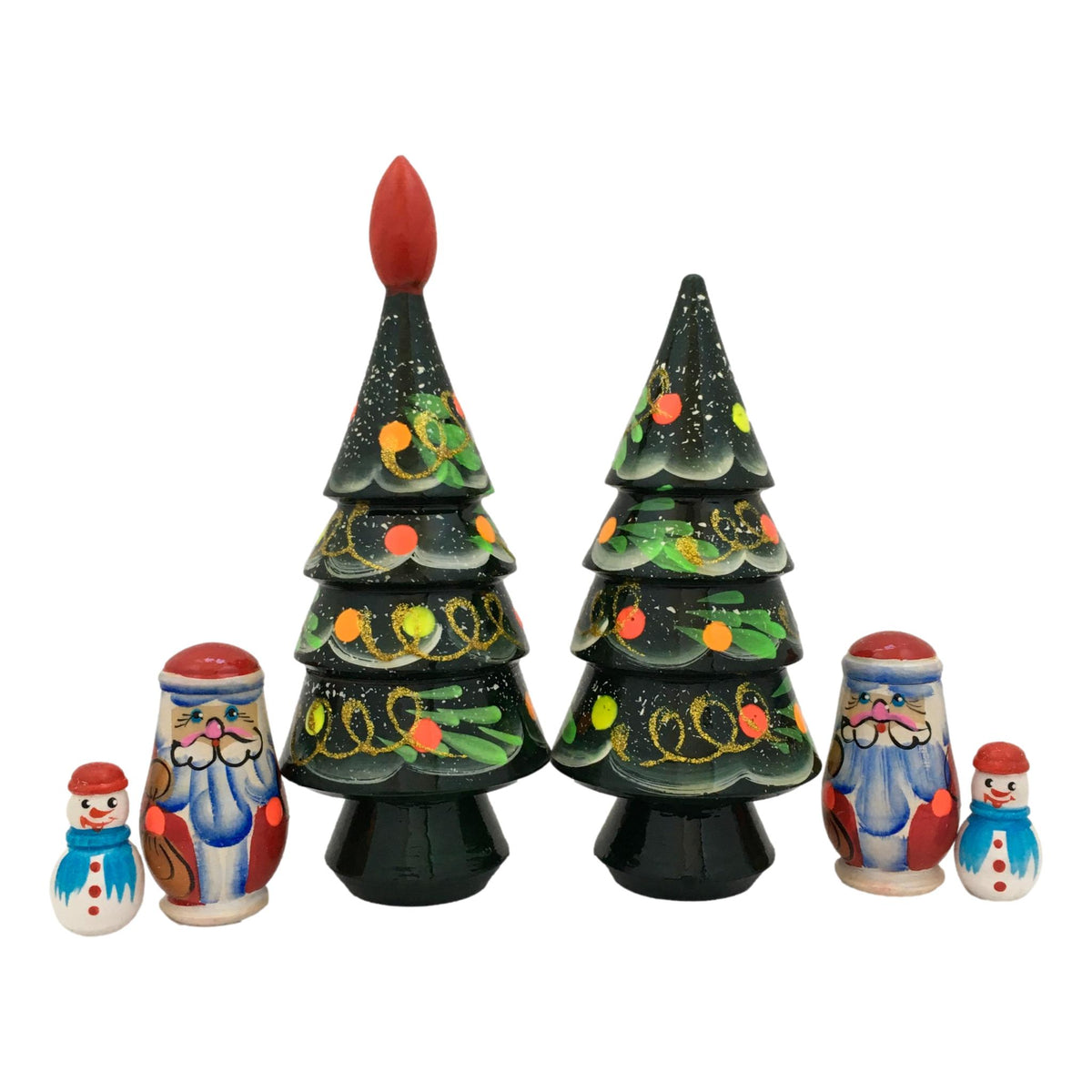 Buy Holiday Gift Set of 2 Christmas Tree Santa Snowman Nesting Doll