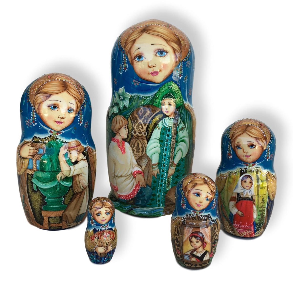Russian Nesting Dolls Fairytale “Stone Flower” Set of 5