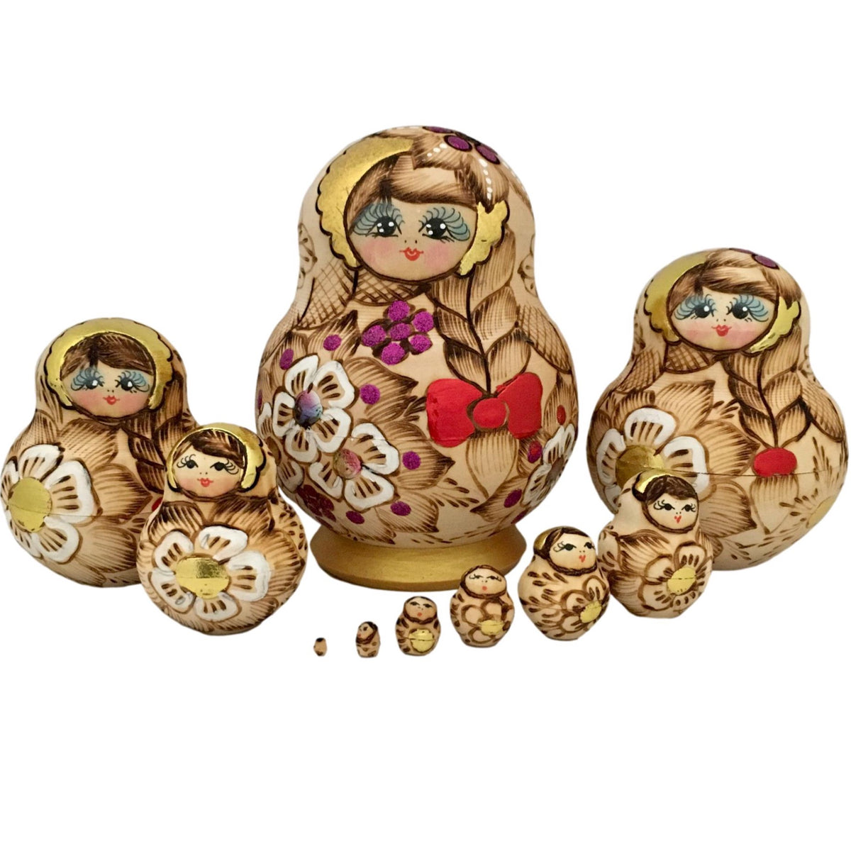Wooden Nesting Dolls 10 Pieces