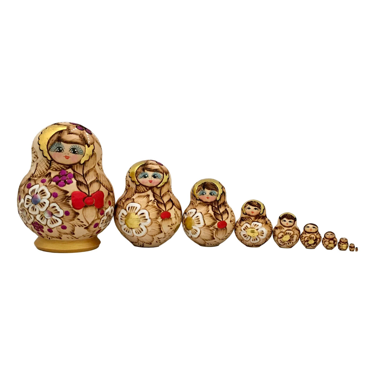 Wooden Nesting Dolls 10 Pieces
