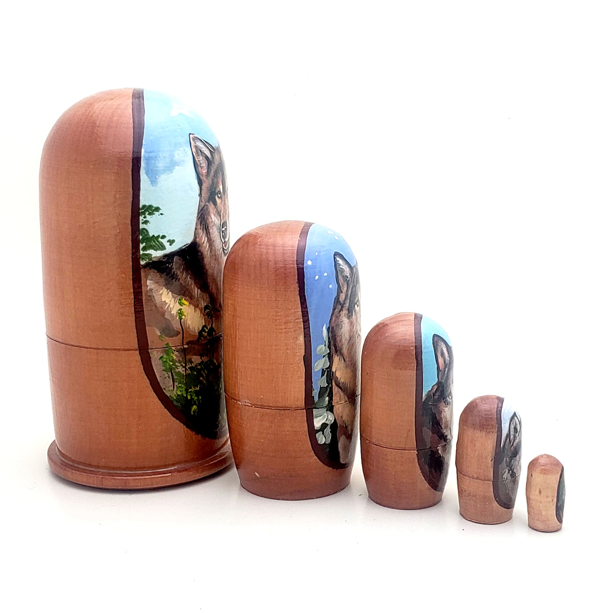 Buy online Gray Wolf Nesting Dolls Gift Set of five different pictures